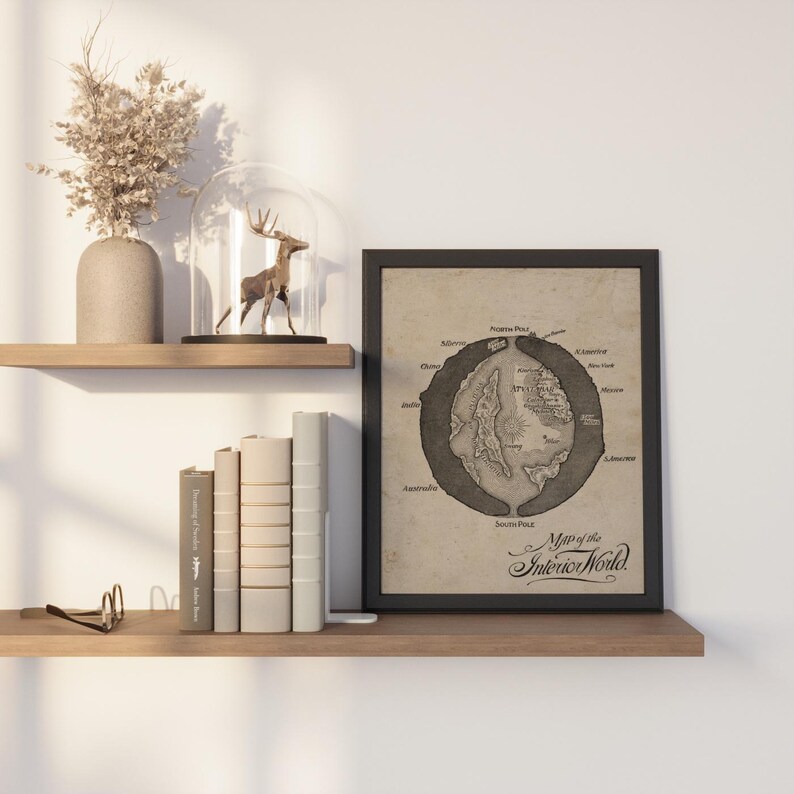 Interior World Map, Printable Vintage Illustration, Hollow Earth ...