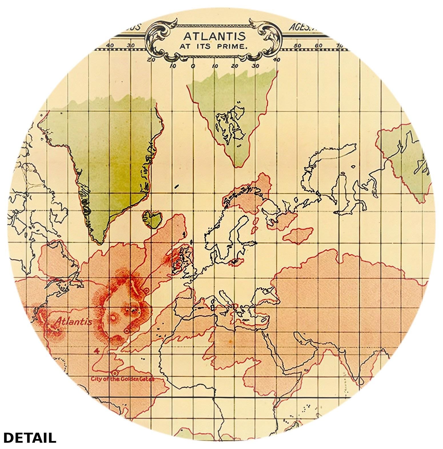 Atlantis Map Vintage | Mythical Ancient World Map | Theosophical Poster ...