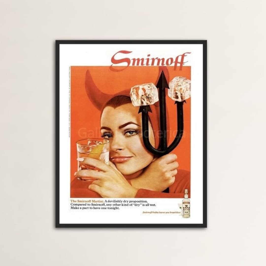 Retro Vintage Vodka Advertisement Poster | Devil Woman Alcohol Ad ...