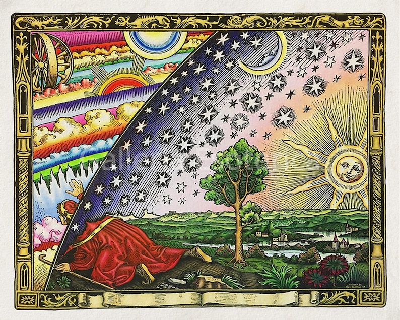 Flammarion Engraving, Medieval Flat Earth Firmament Carving, Flammarion ...