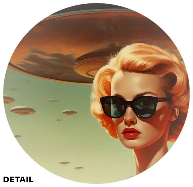 Poster of Retro 50's Woman With Ufos, Sci-fi Fifties Girl Poster Print ...