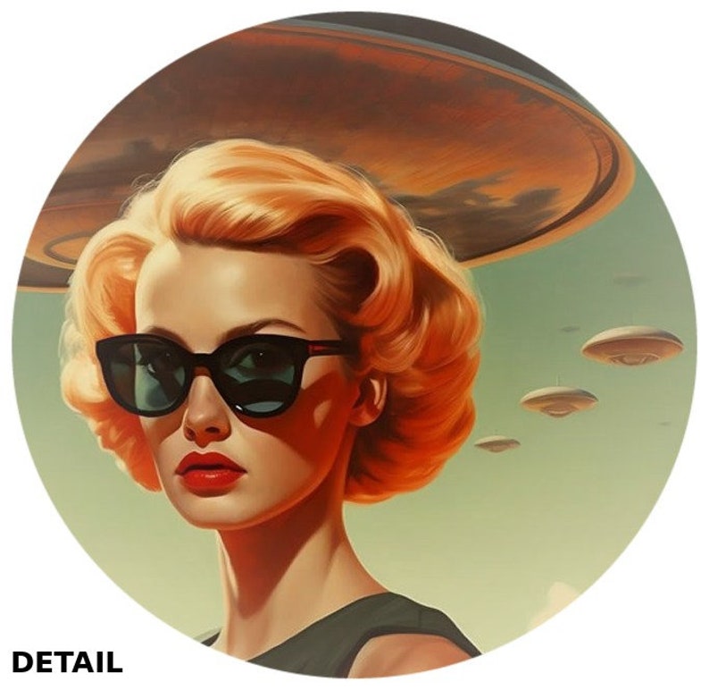 Poster of Retro 50's Woman With Ufos, Sci-fi Fifties Girl Poster Print ...