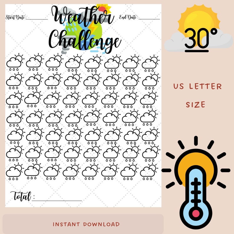Weather Savings Challenge / US Letter Size - Etsy