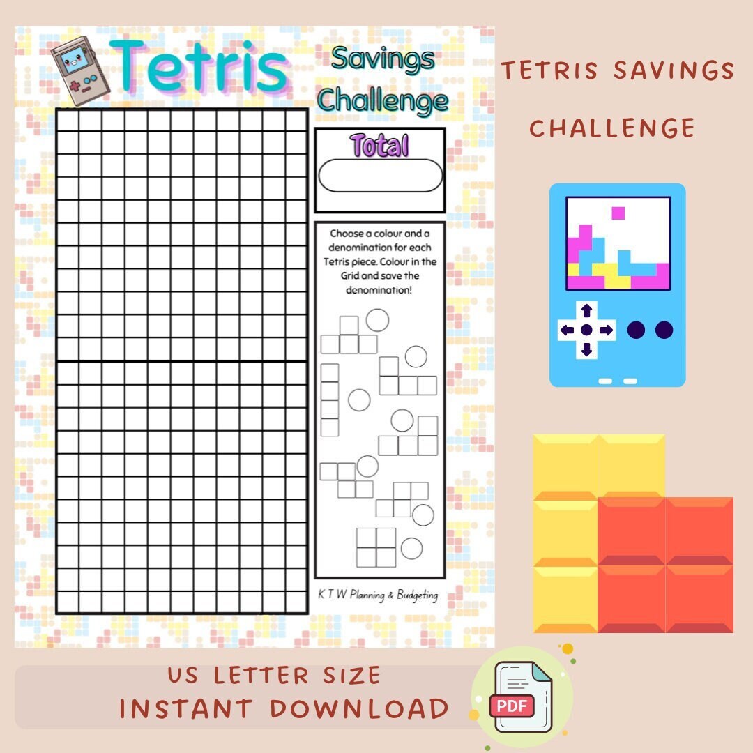 Tetris Savings Challenge / US Letter Size - Etsy Canada