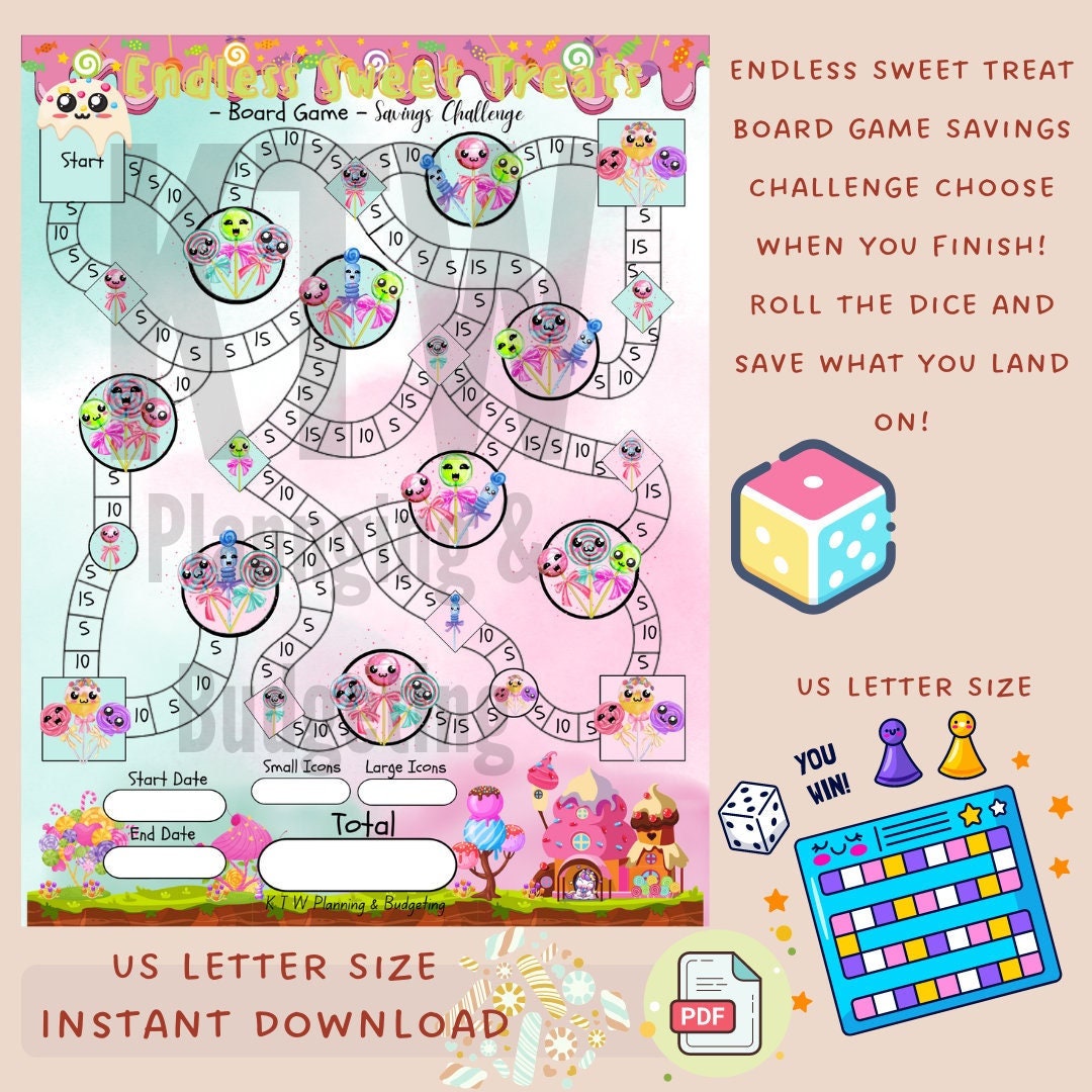 Endless Sweet Treats Savings Challenge / Board Game / US Letter - Etsy