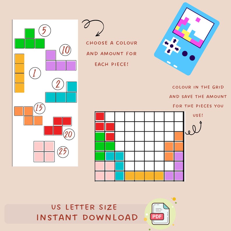 Tetris Savings Challenge / US Letter Size - Etsy Australia