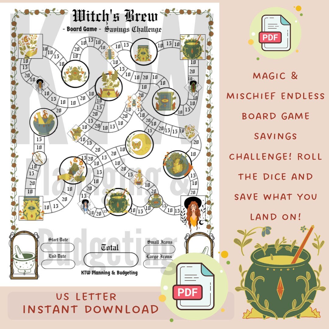Witch's Brew Endless Savings Challenge / Board Game / US Letter - Etsy