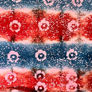 Nigerian Adire Batik, Handmade Batik, Blue, Red and Pink Sewing Cotton ...