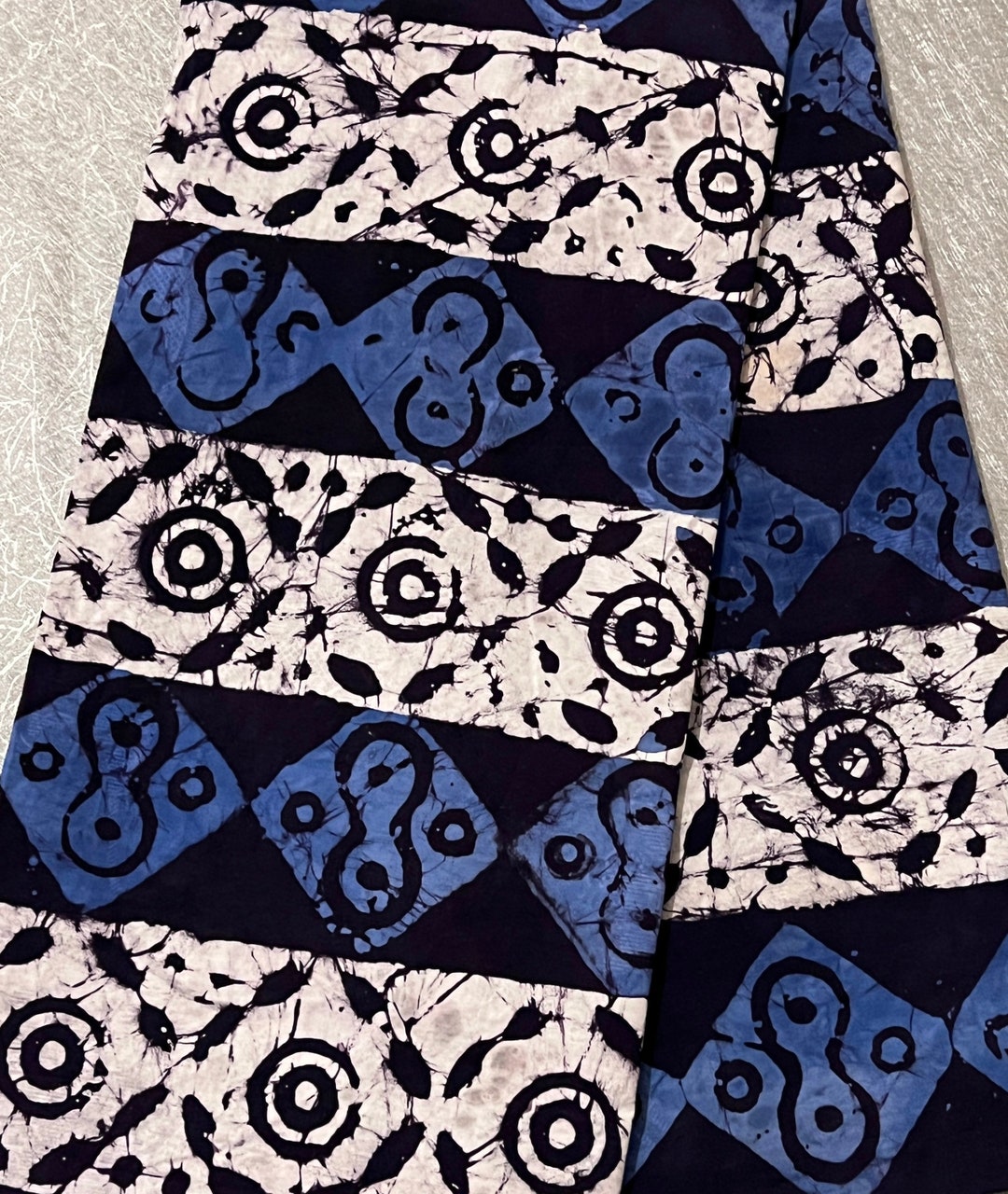 Nigerian Yoruba Adire Fabric, Handmade African Batik | Blue Black and ...