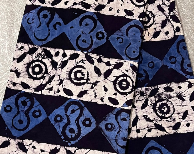 Nigerian Yoruba Adire Fabric, Handmade African Batik | Blue Black and ...