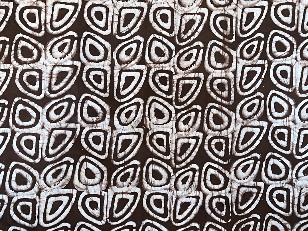 Nigerian Batik Fabric: Abstract Motif, Mocha Brown Adire Cotton by the ...