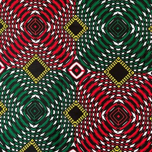 Green and Red Geometric Pattern African Print Fabric, African Fabric ...