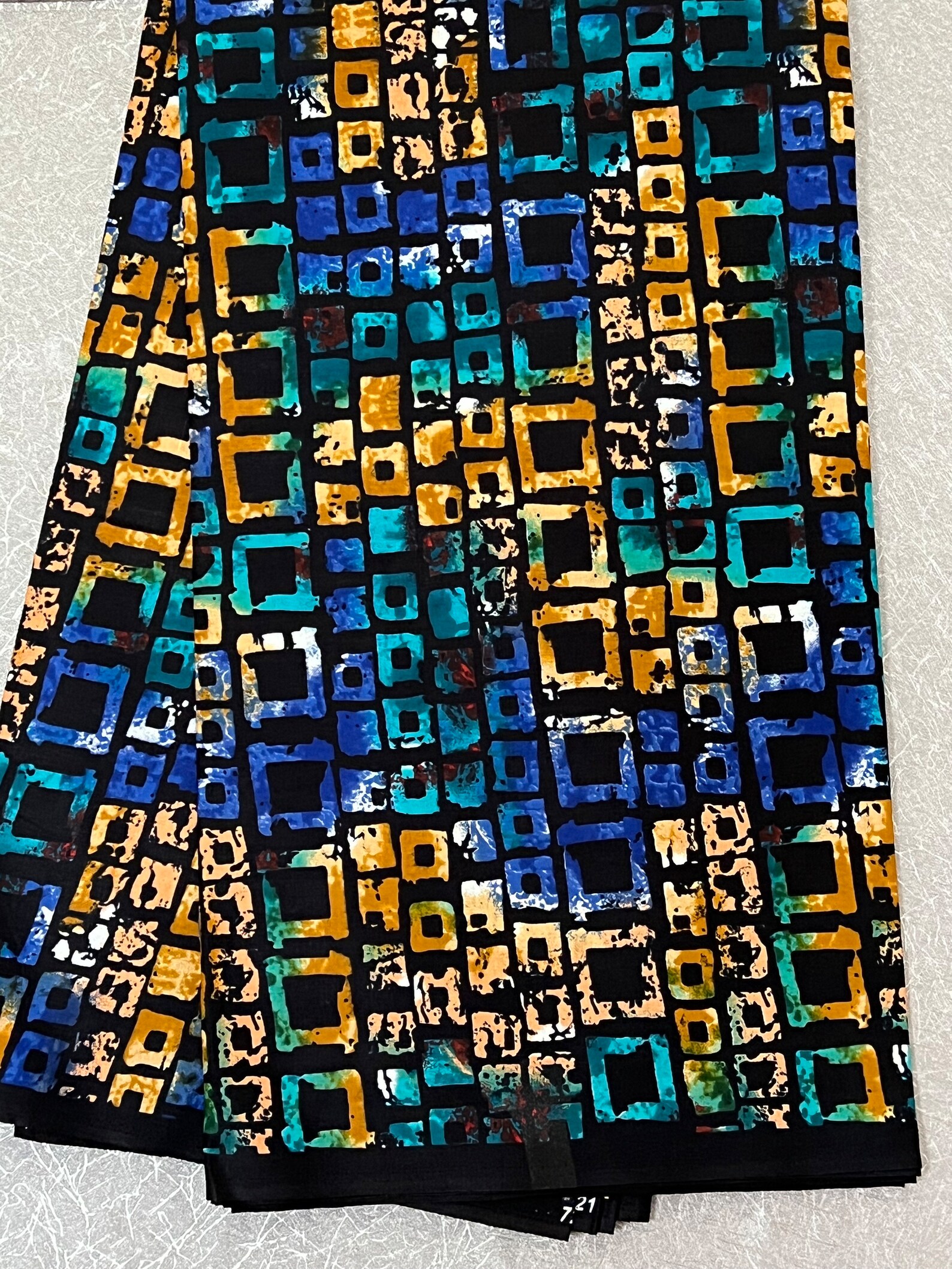 Blue Mustard Squares African Print Cotton Fabric - Ankara Wax Print - Etsy