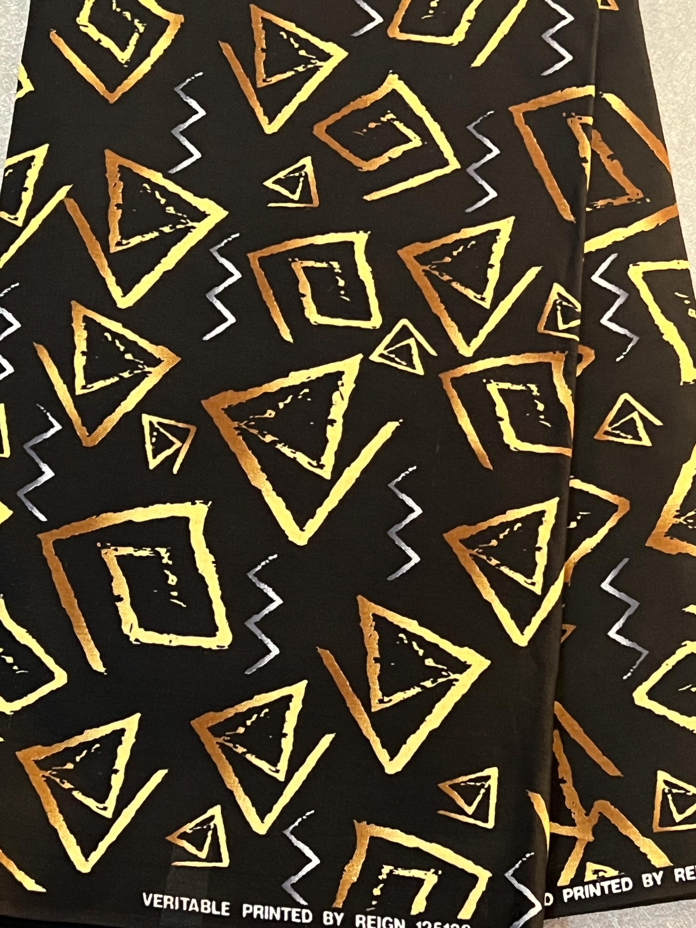 Geometric African Print Fabric: Multicolor Triangles & Zigzags, Pure ...