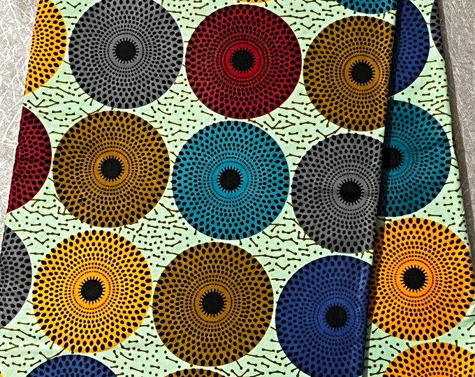 Multicoloured Bullseye Pattern African Print Fabric, Record Motif ...