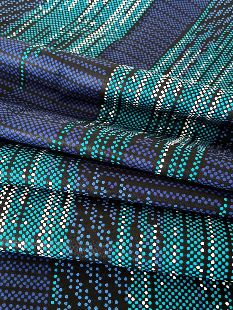 Azure Blue and Cyan Matrix Pattern African Print Fabricrich - Etsy UK