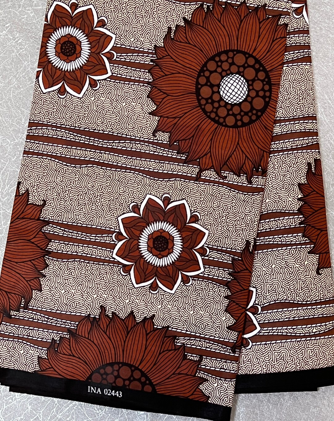 Beige and Brown Floral Pattern African Print Fabric, Rich Cotton Fabric ...