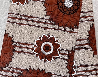 Orange, Brown Stripes African Print Fabric, Rich Cotton Fabric African ...