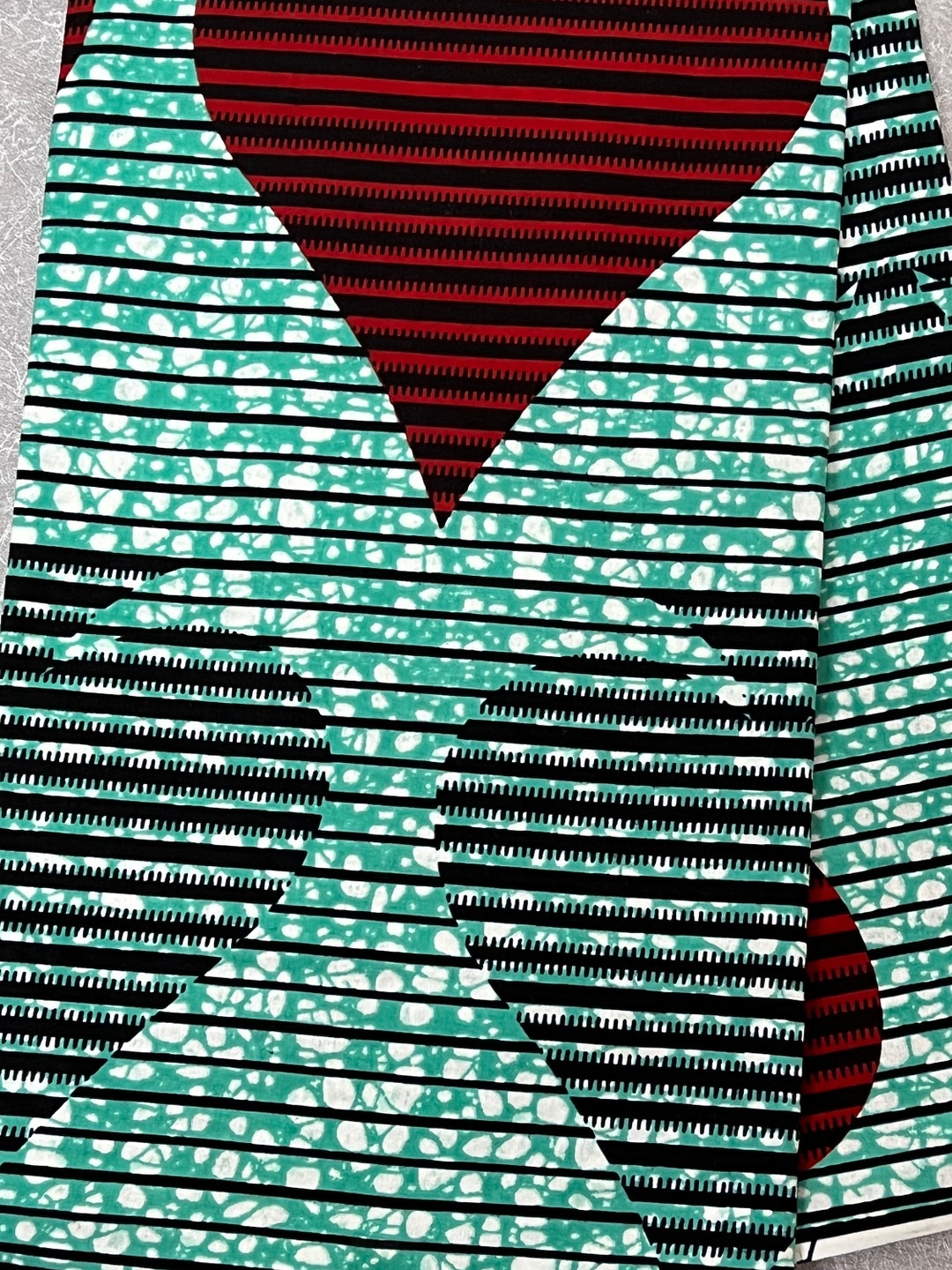 Cyan Blue and Red Spade of Hearts African Print Fabric, Poker Card ...