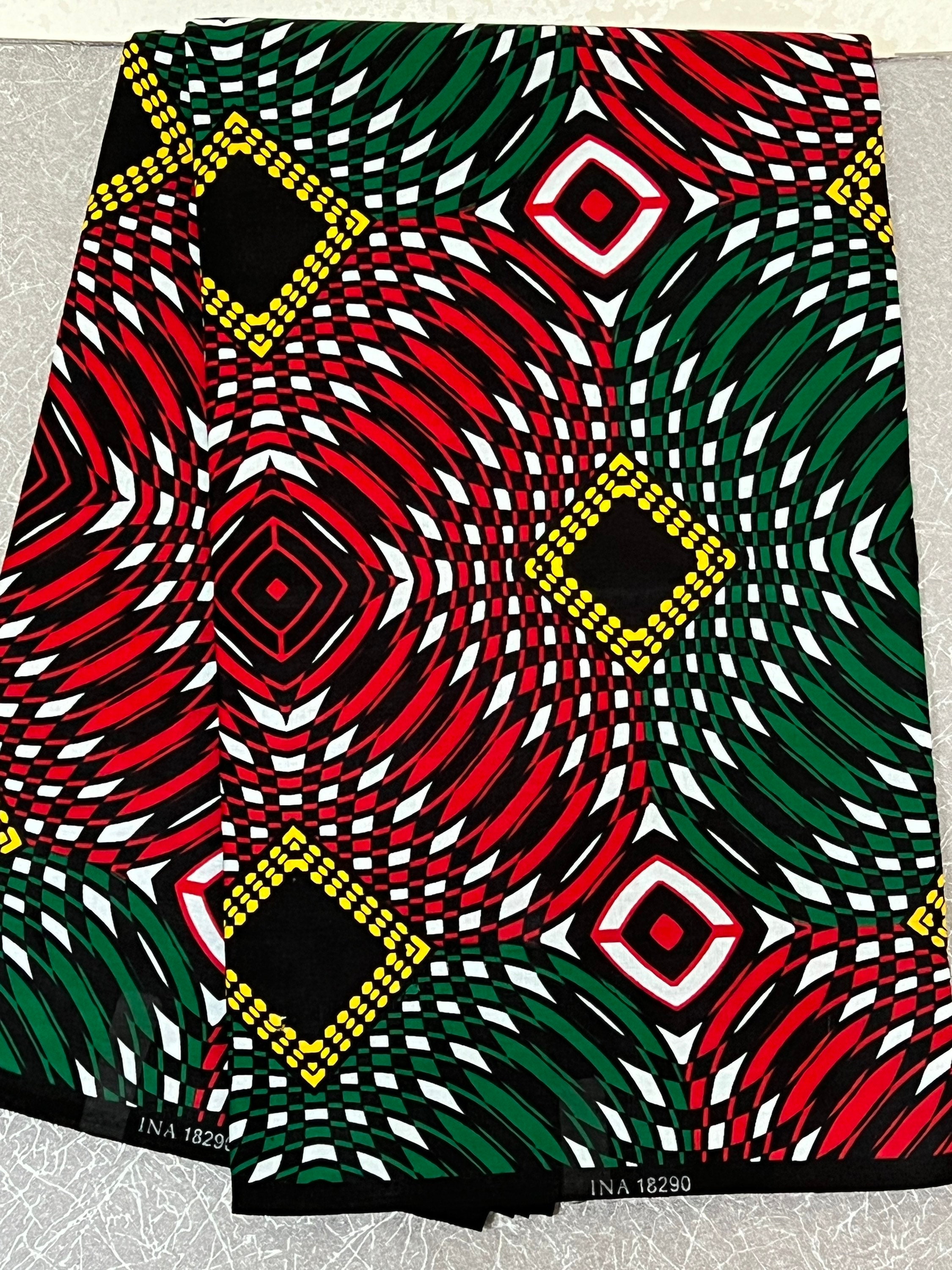 Green and Red Geometric Pattern African Print Fabric African - Etsy