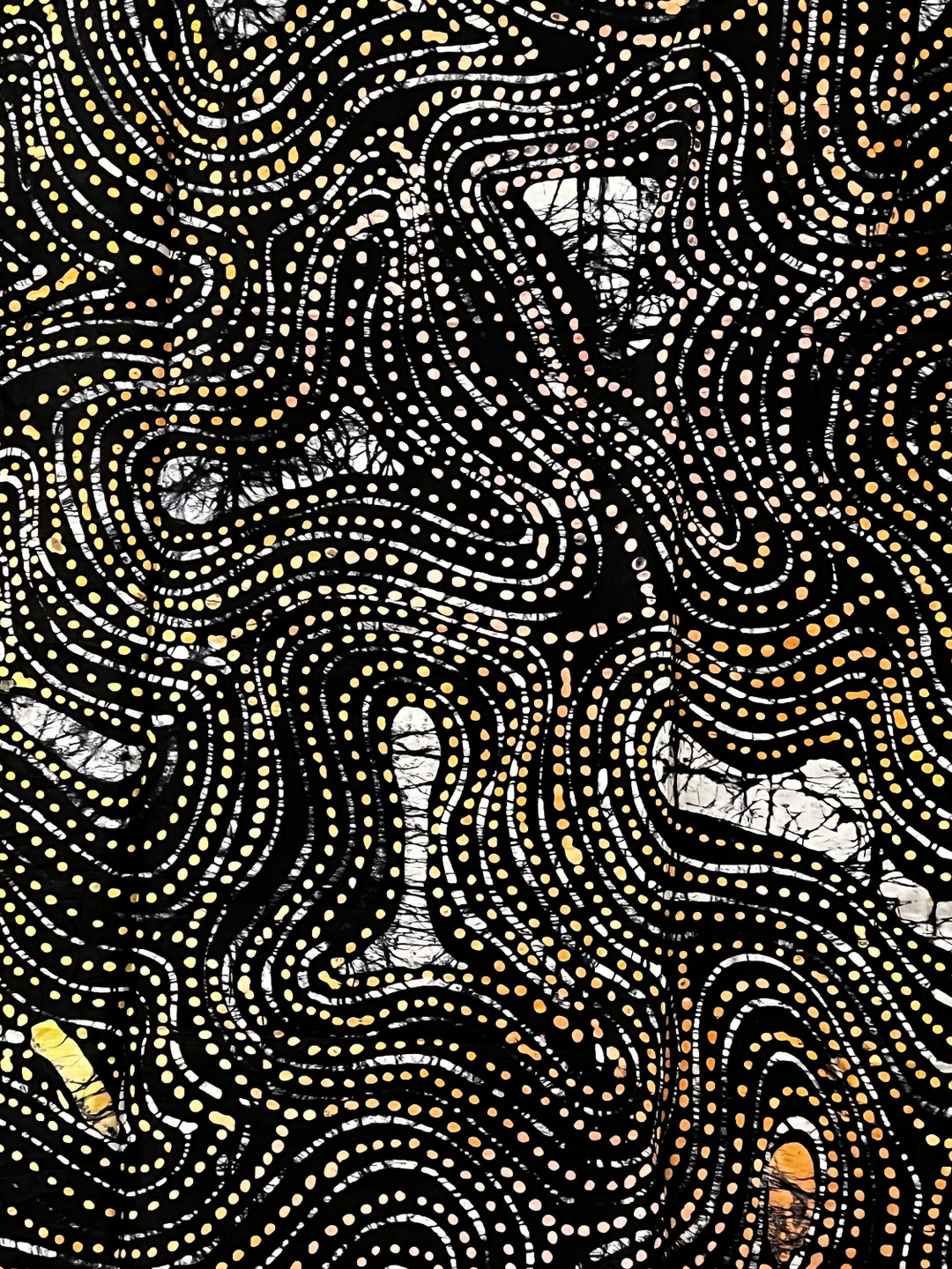 Nigerian Adire Batik, Handmade Batik Swirls and Polka Dots Pattern ...