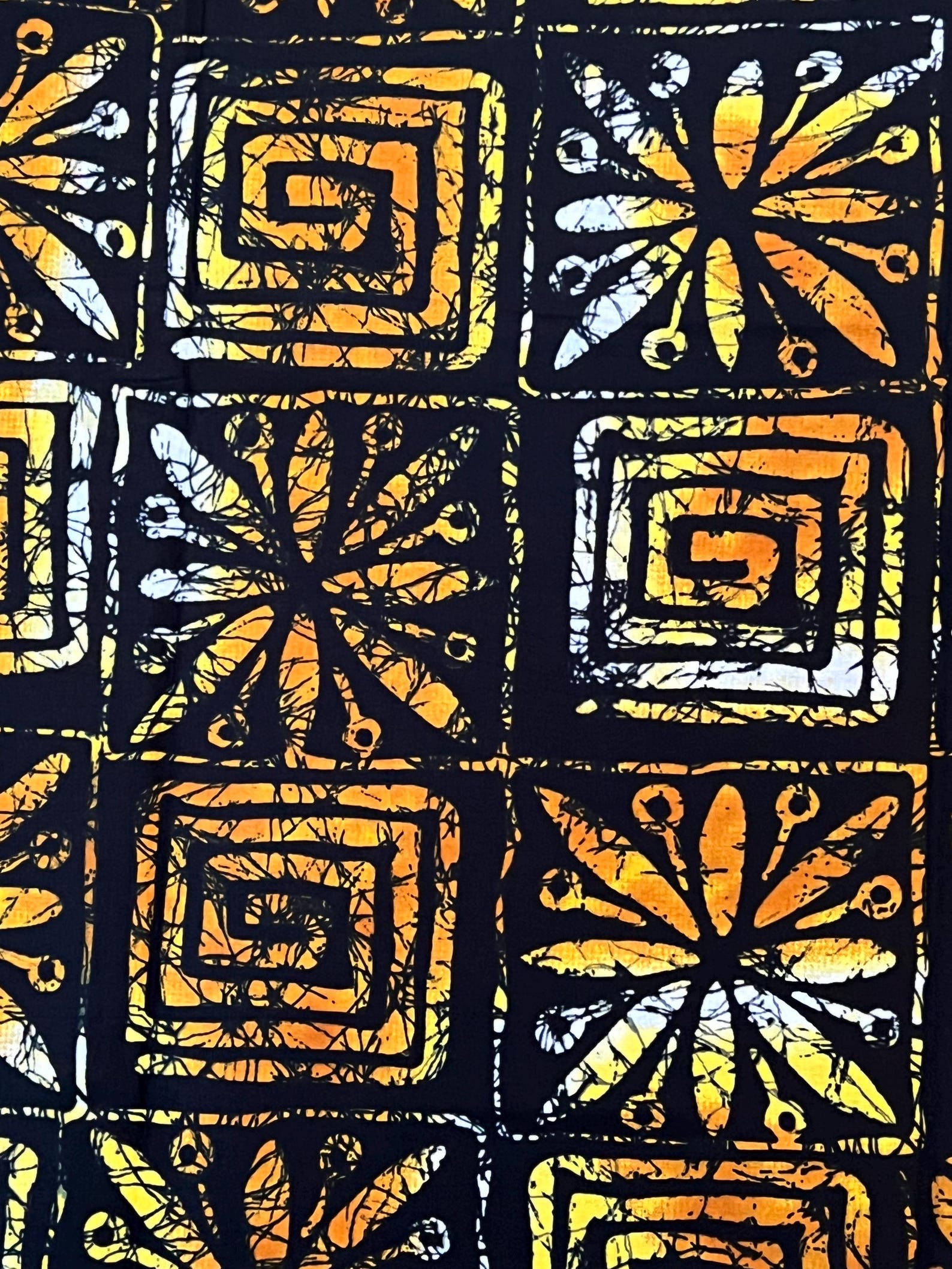 Golden Yellow Batik African Print Fabric: Geometric Ankara Wax Cotton ...