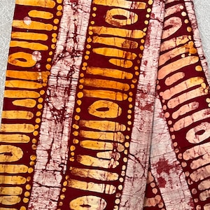 Handmade Nigerian Adire Batik Fabric: Red & Yellow Ankara Print, 2.4 ...