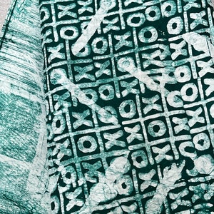 Handmade Batik Green and White, XO | OX Pattern Nigerian Adire Batik ...