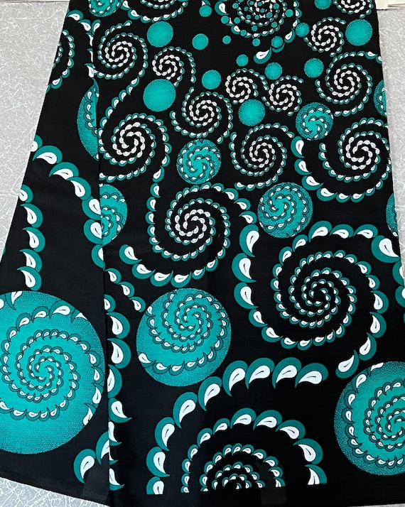 Turquoise and Black Swirls Pattern African Print Fabricrich - Etsy