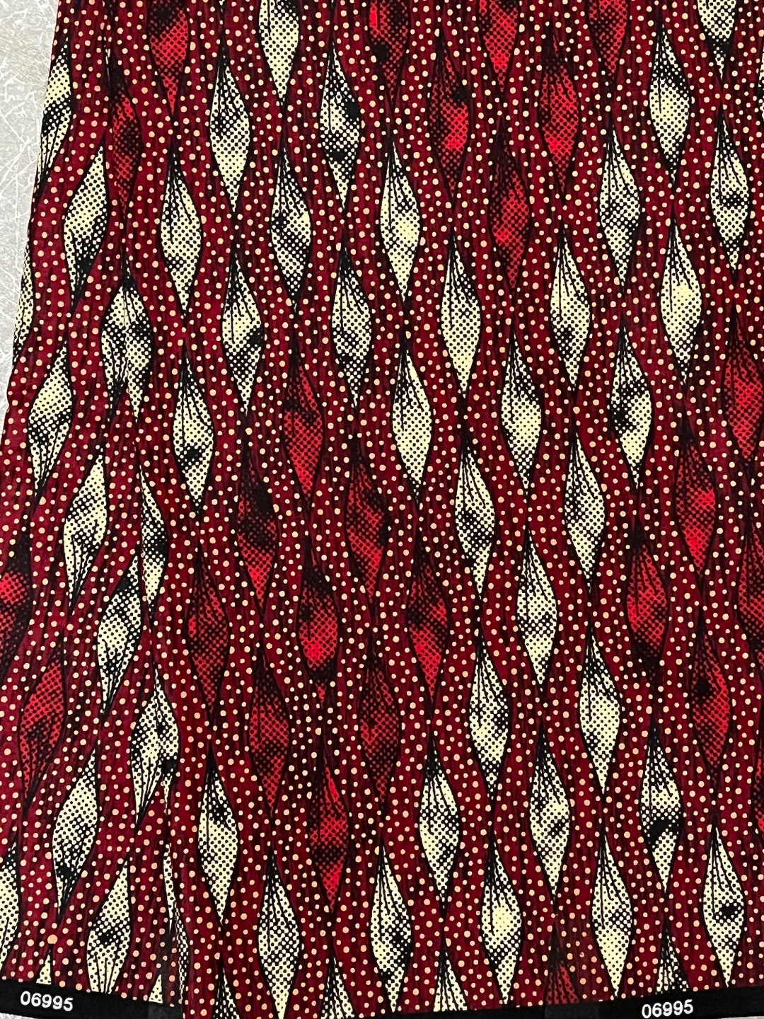 Red African Print Fabric, Lattice Pattern African Wax, Rich Cotton ...