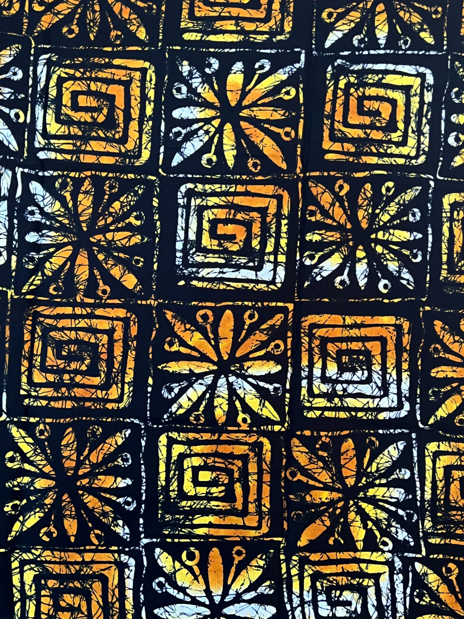 Golden Yellow Batik African Print Fabric: Geometric Ankara Wax Cotton ...