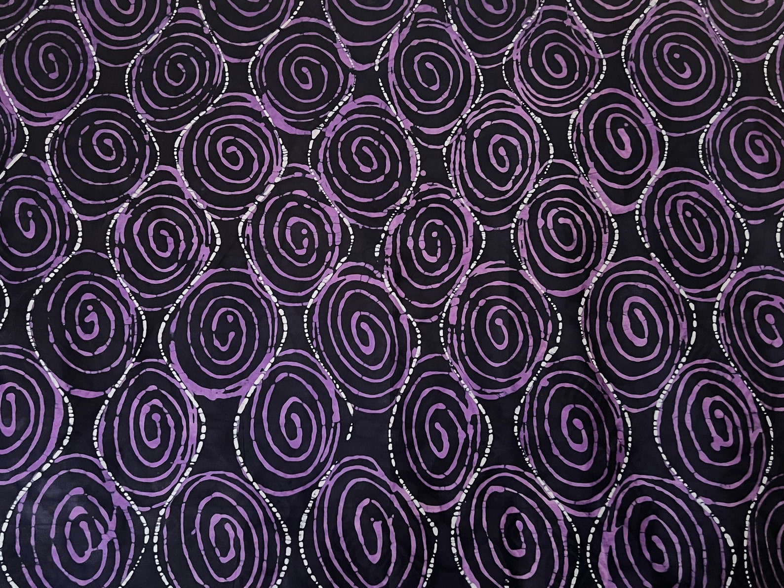 Nigerian Traditional Abstract Adire Fabric Purple and Black Swirls ...