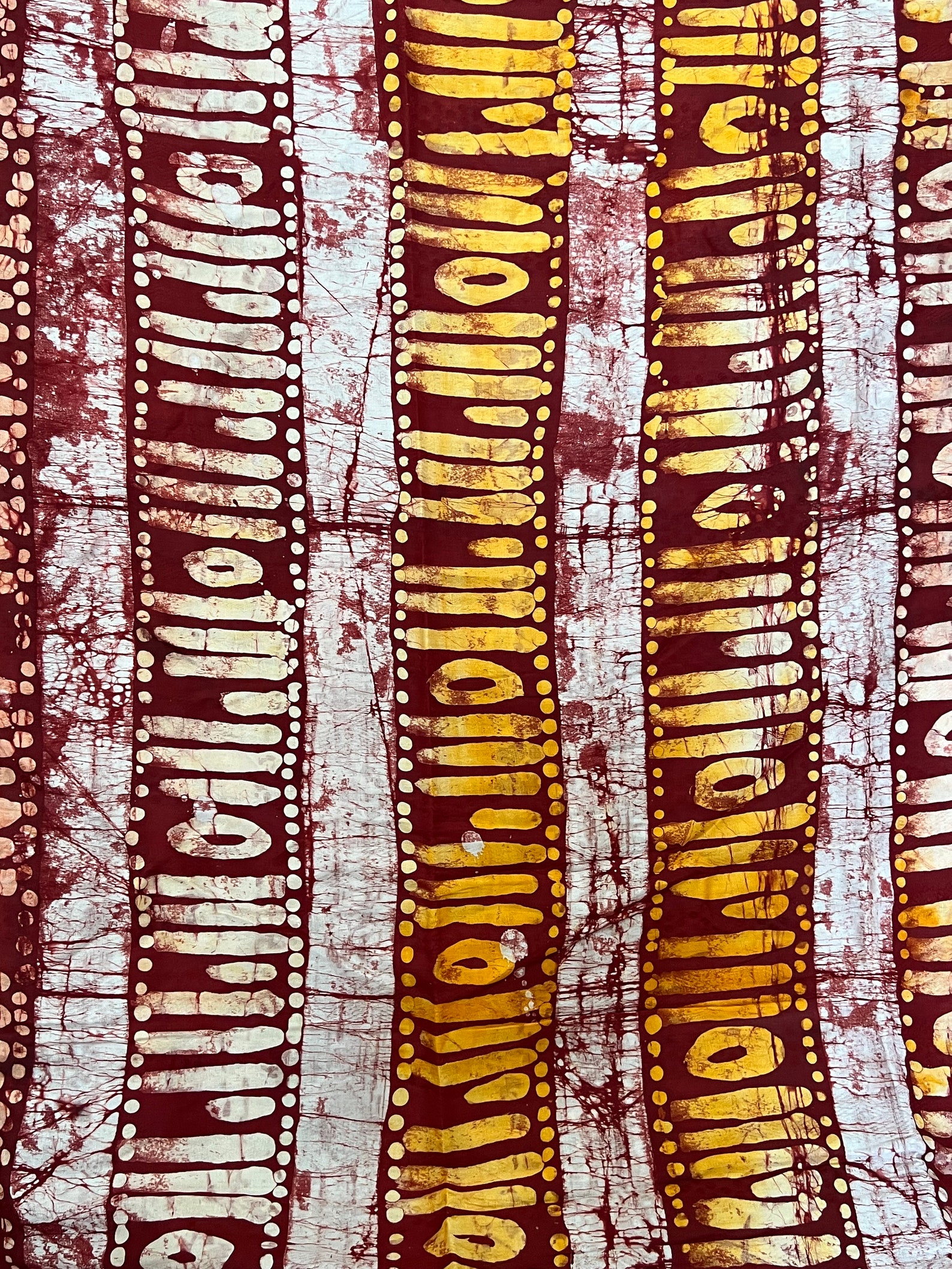 Handmade Nigerian Adire Batik Fabric: Red & Yellow Ankara Print, 2.4 ...