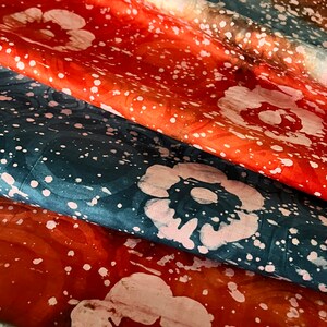 Nigerian Adire Batik, Handmade Batik, Blue, Red and Pink Sewing Cotton ...