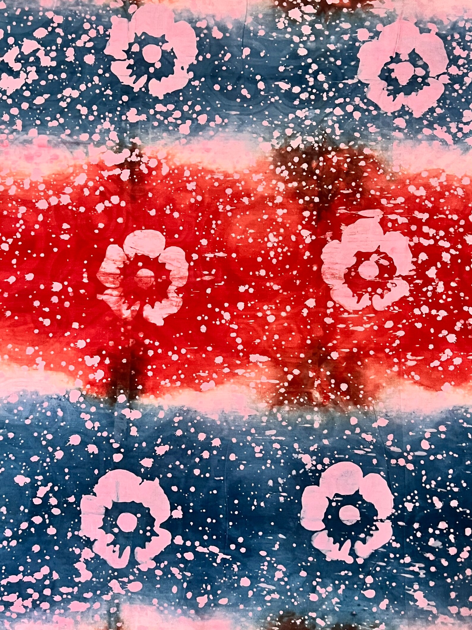 Nigerian Adire Batik Handmade Batik Blue Red and Pink - Etsy