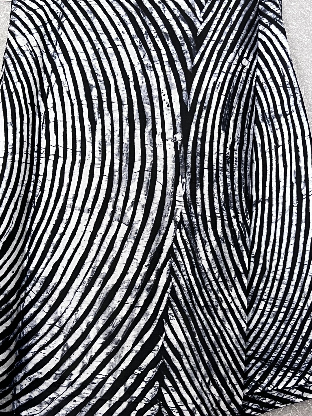 Handmade Batik Black and White Spiral Pattern, Adire Batik, Sewing ...