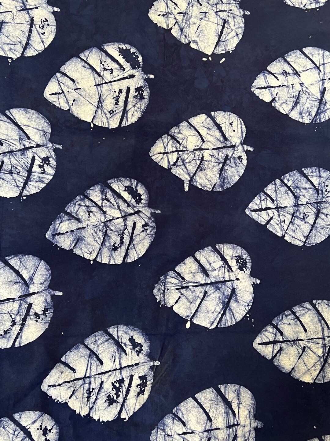 Nigerian Adire Batik, Handmade Batik, Leaf Pattern, Sewing Fabric ...