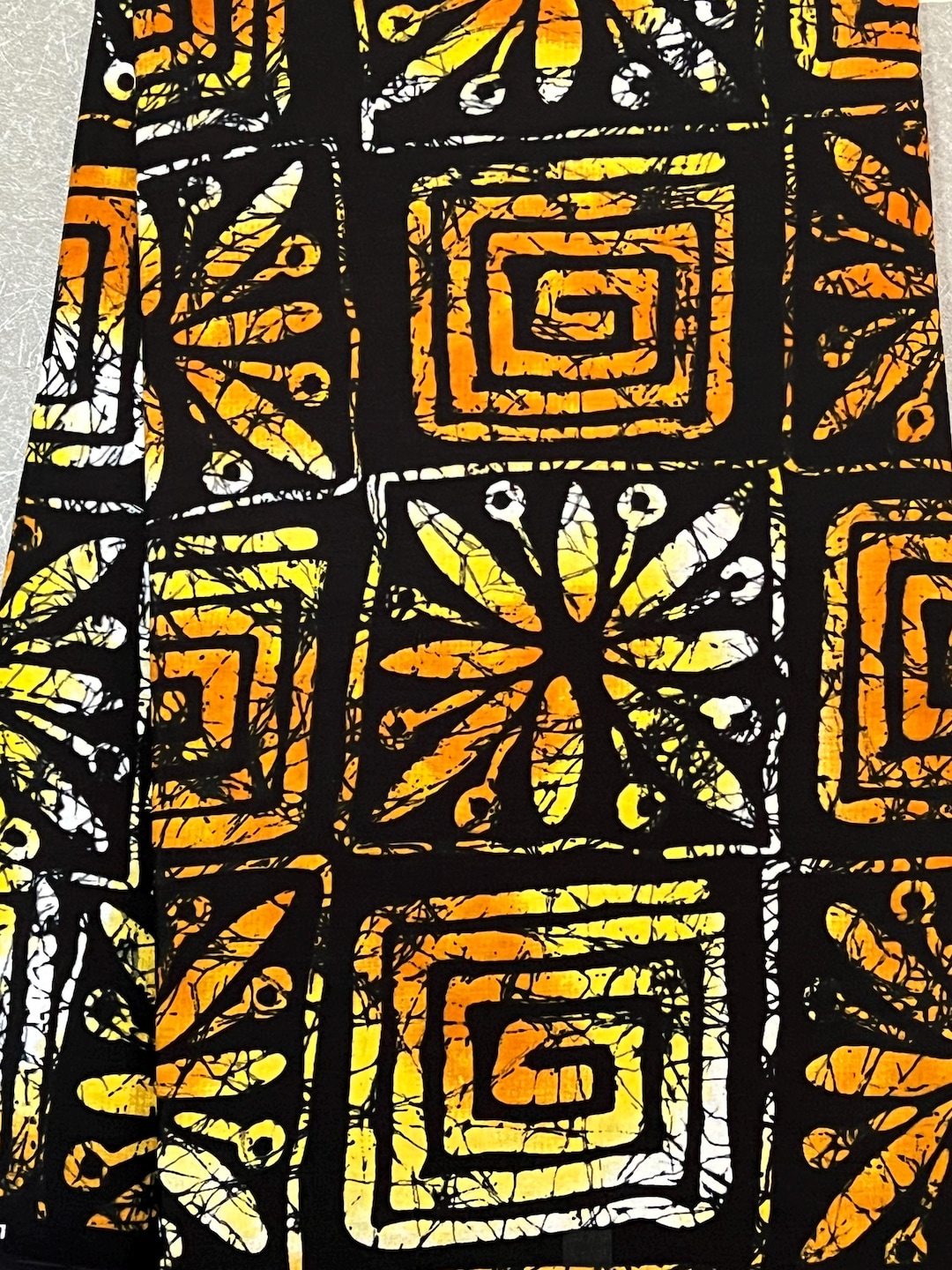 Golden Yellow Batik African Print Fabric: Geometric Ankara Wax Cotton ...