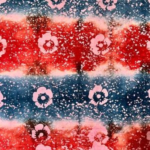 Nigerian Adire Batik, Handmade Batik, Blue, Red and Pink Sewing Cotton ...