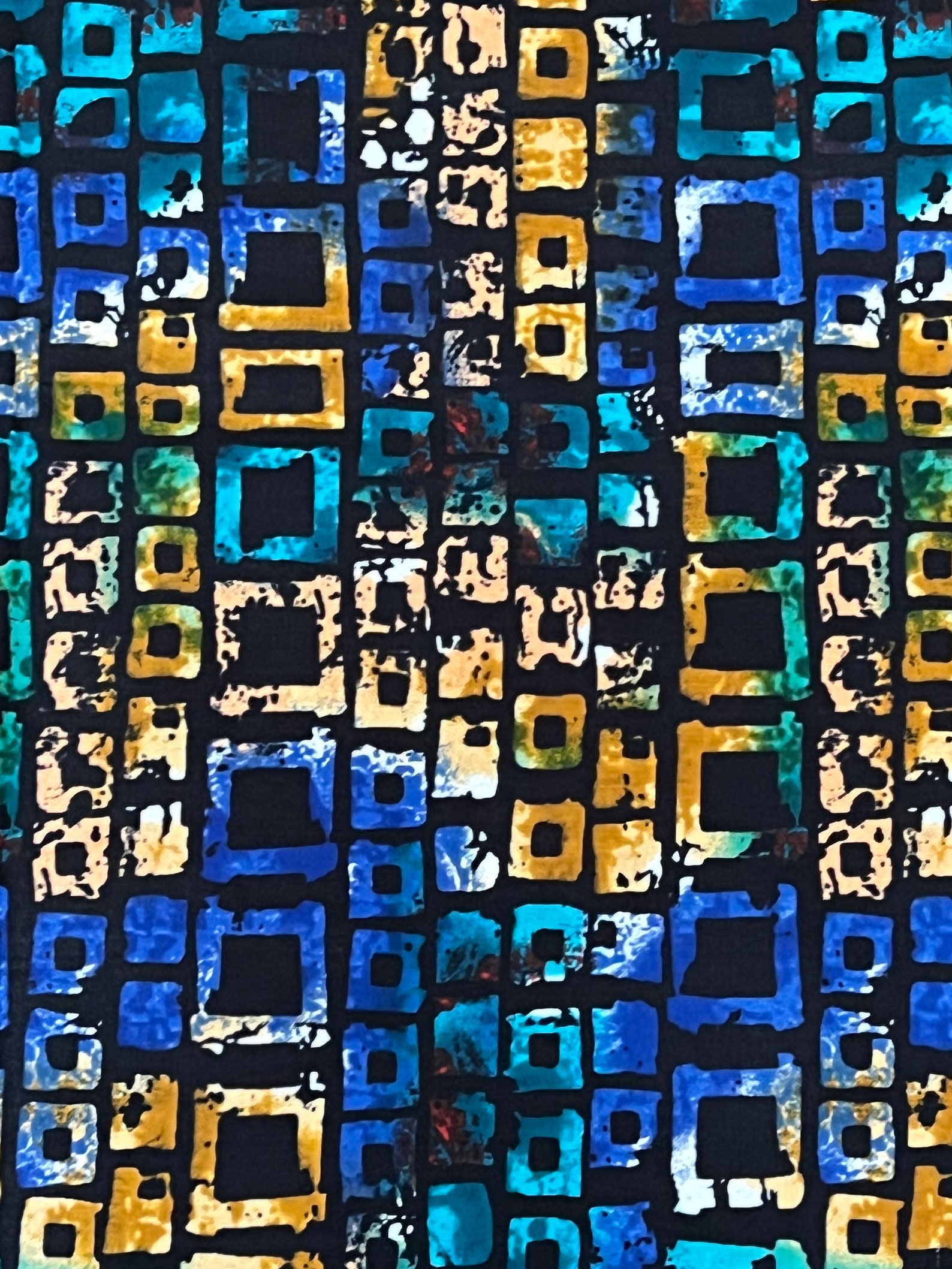 Blue Mustard Squares African Print Cotton Fabric - Ankara Wax Print - Etsy