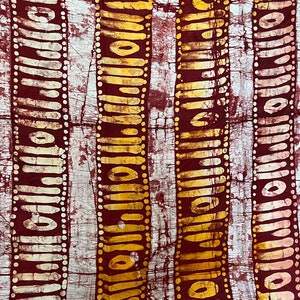 Nigerian Adire Batik, Handmade Batik Red and Yellow Traditional Pattern ...