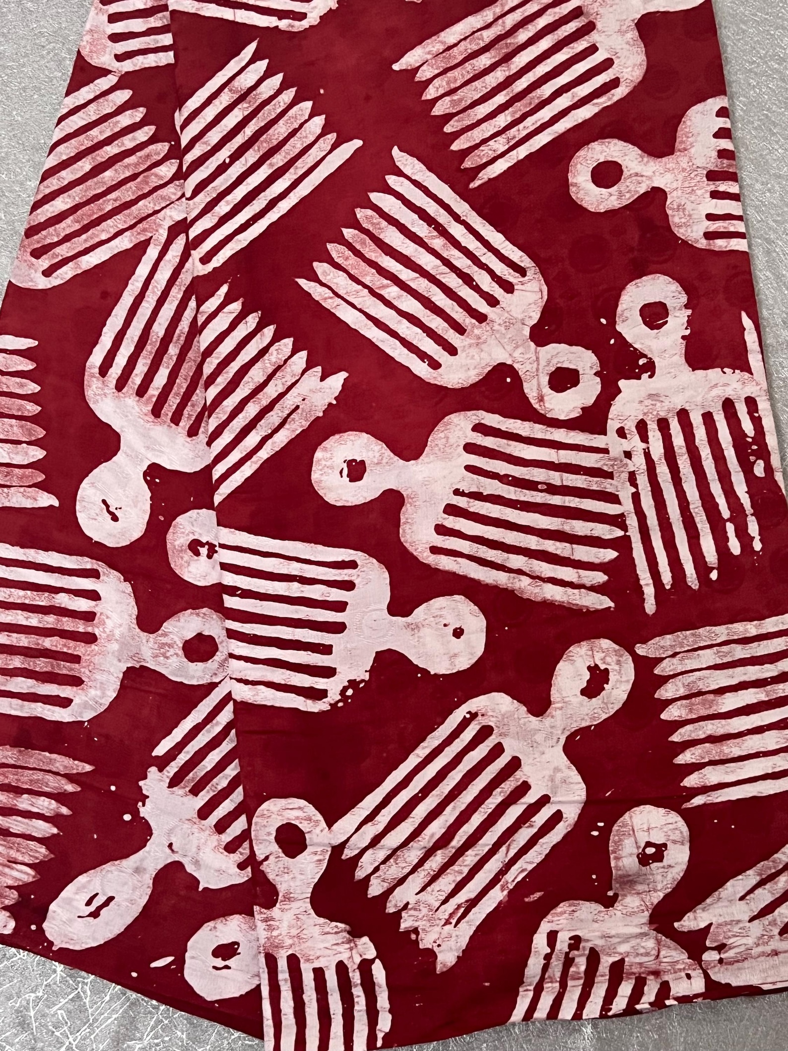 Red African Handmade Cotton Fabric: Afro Comb Design, Ankara Wax ...