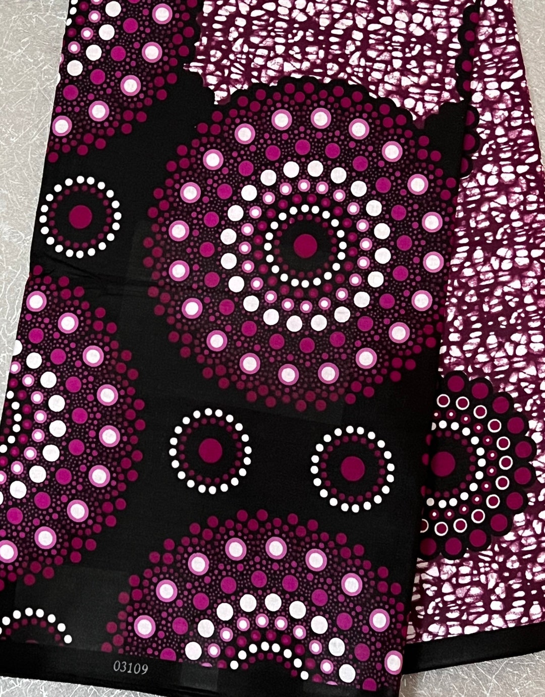 Purple and Black African Print Fabric, Mandala Motif, Rich Cotton ...