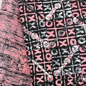 Handmade Pink & Black Batik Fabric: Nigerian Adire Cotton, 2.4 Yards - Etsy