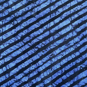 Indigo Blue and Black Diagonal Stripes Fabric, Nigerian Batik African ...