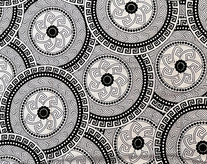 Black and White African Print Wheels Pattern, African Fabric, Polka ...