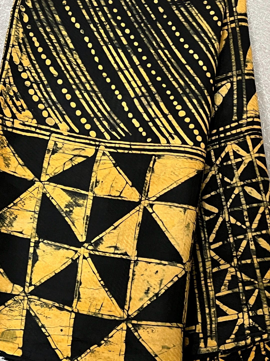 Nigerian Adire Batik, Handmade Batik Cotton Fabric – Black and Yellow ...