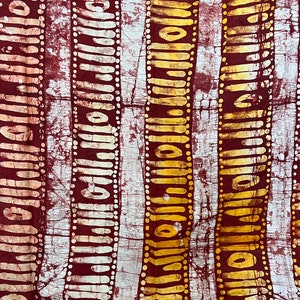 Nigerian Adire Batik, Handmade Batik Red and Yellow Traditional Pattern ...