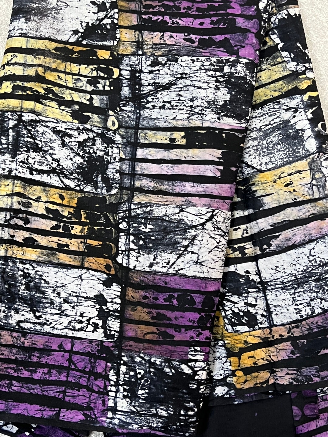 Nigerian Adire Batik, Handmade Batik Blocks and Stripes Pattern, Purple ...