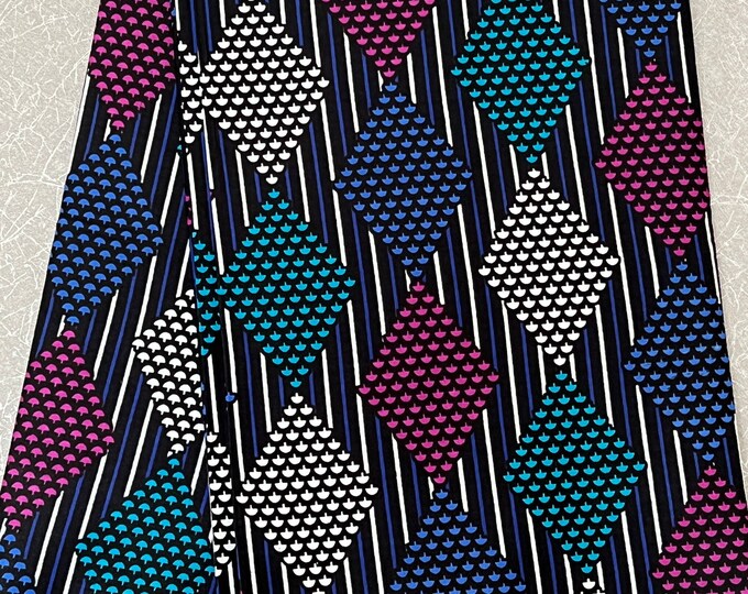 Dark Blue and Pink Diamond Pattern African Print Fabric,rich Cotton ...